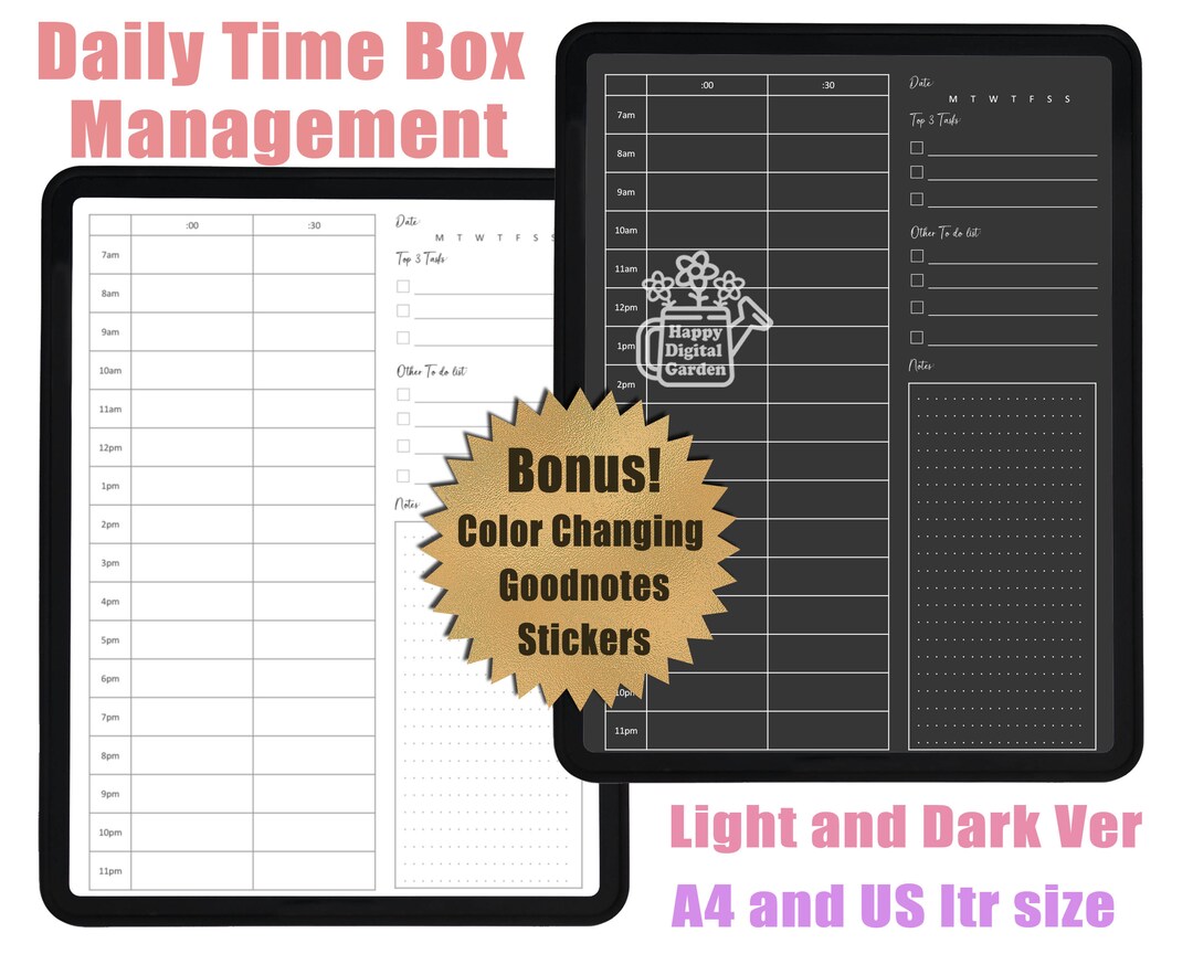 Time Management, Time Box, Time Blocking, Simple Daily Planner, Half ...