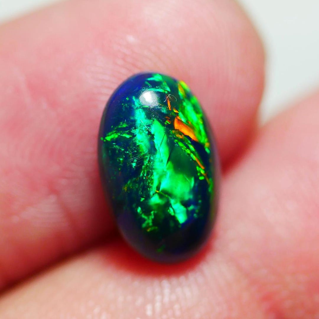 Natural Black Opal Cabochon, AAA Fire Opal Gemstone, Multi Color Play ...