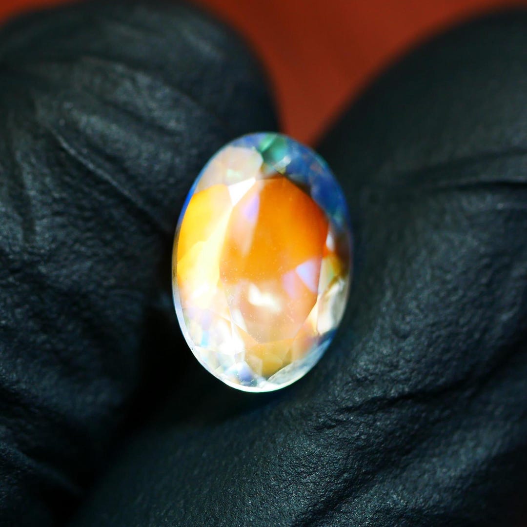 2.70ct Step Cut Oval Moonstone: High Flash Blue Fire Gemstone - Etsy