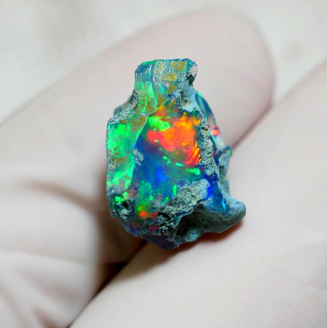5.25ct Ethiopian Black Opal Rough: Multi Fire Gemstone - Etsy
