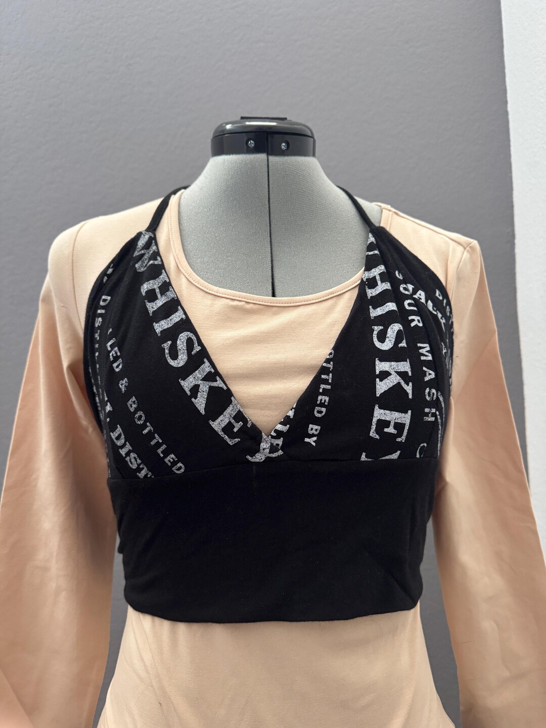 Whiskey Black Upcycled Halter Top Adjustable Size Small-large - Etsy