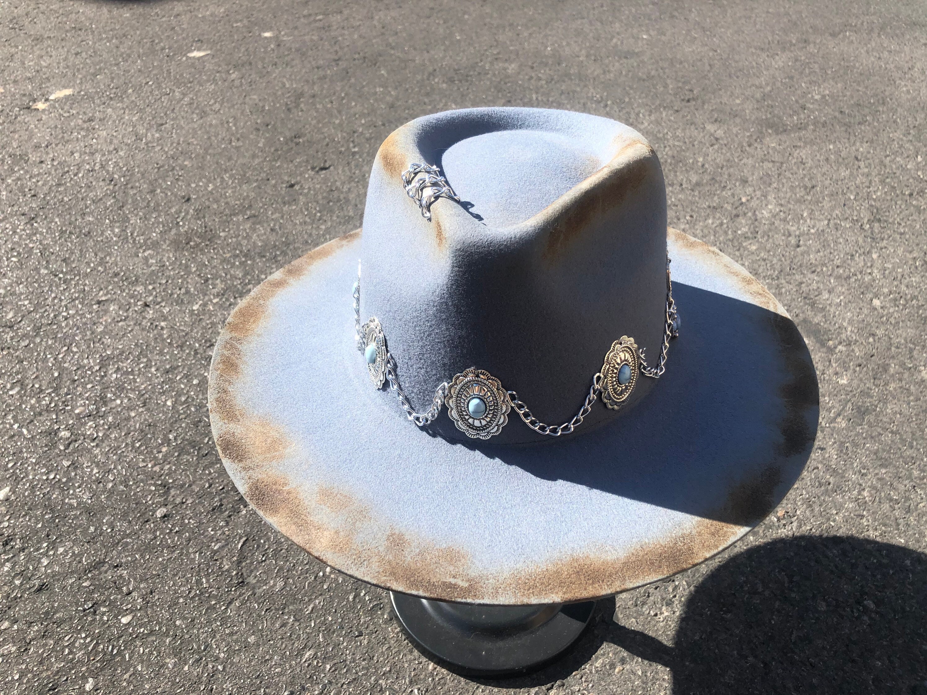 Western Dusty Blue Distressed Hat Size Small - Etsy