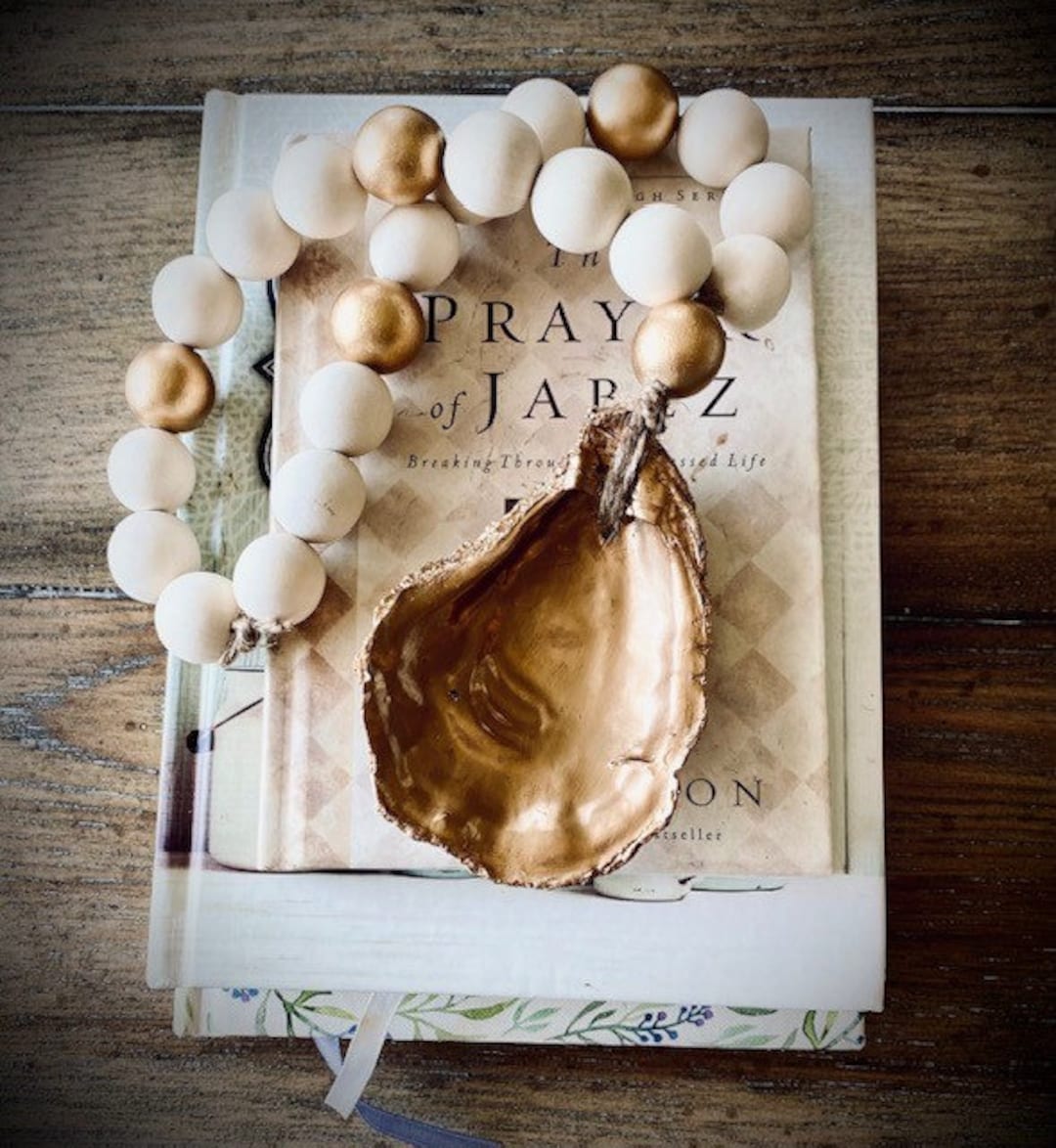 Oyster Shell, Blessing Beads, Coastal Decor, Prayer Beads, Oyster Shell ...