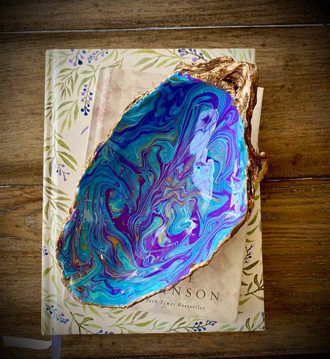 Oyster Shell Trinket Dish, Coastal Decor, Oyster Ring Dish, Painted ...