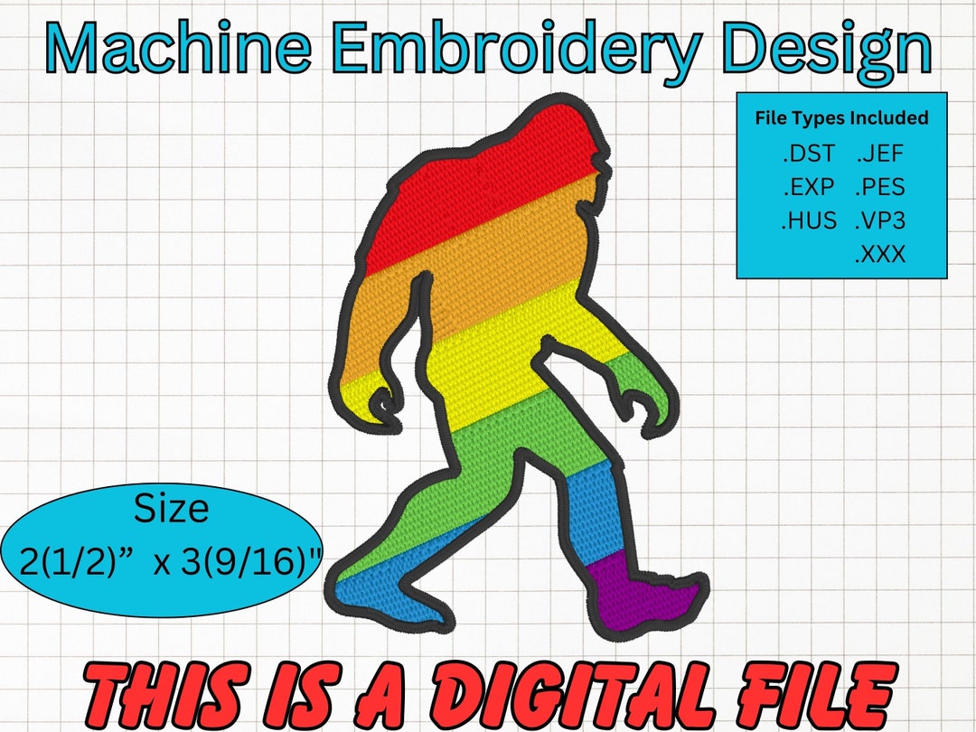 Pride Bigfoot Embroidery Design Machine Embroidery Design Dst, Exp, Hus ...