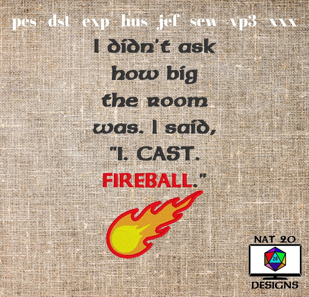 I Cast Fireball D&D Embroidery Design (digital Download) - Etsy