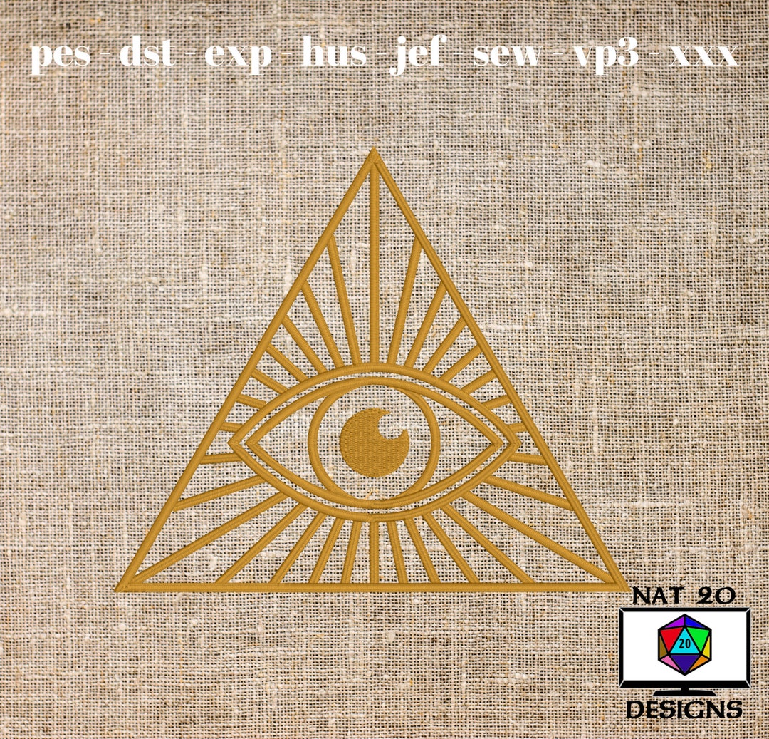All-seeing Eye Embroidery Design, Conspiracy Symbol (dst, Exp, Hus, Jef ...