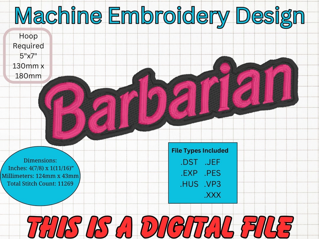 Barbarian Machine Embroidery Design (digital Download) - Etsy
