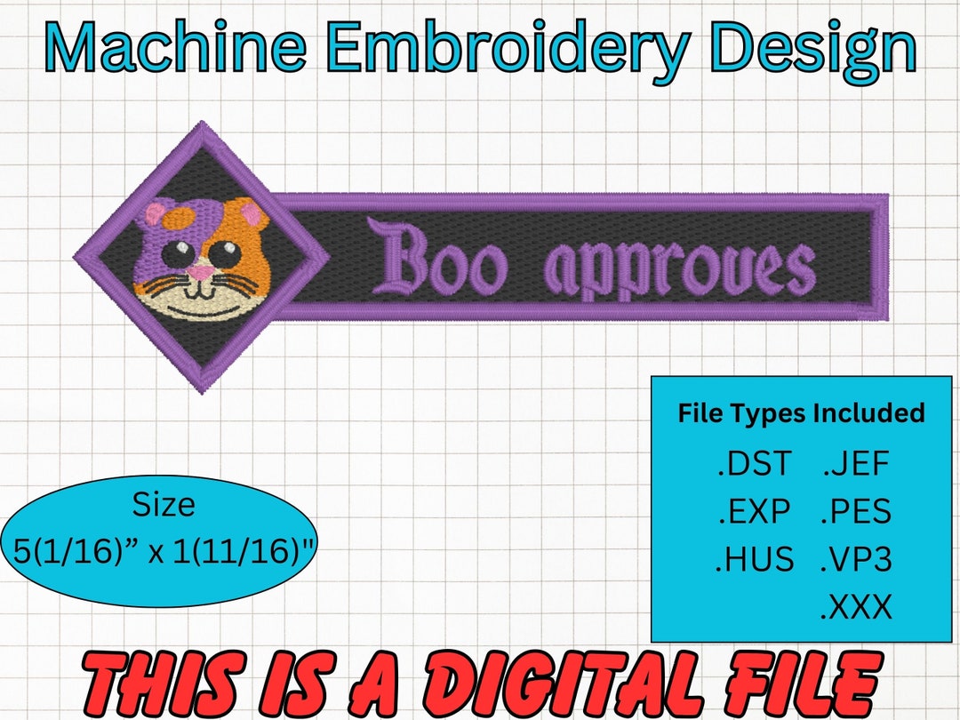 Boo Approves Embroidery Design Machine Embroidery Design Dst, Exp, Hus ...