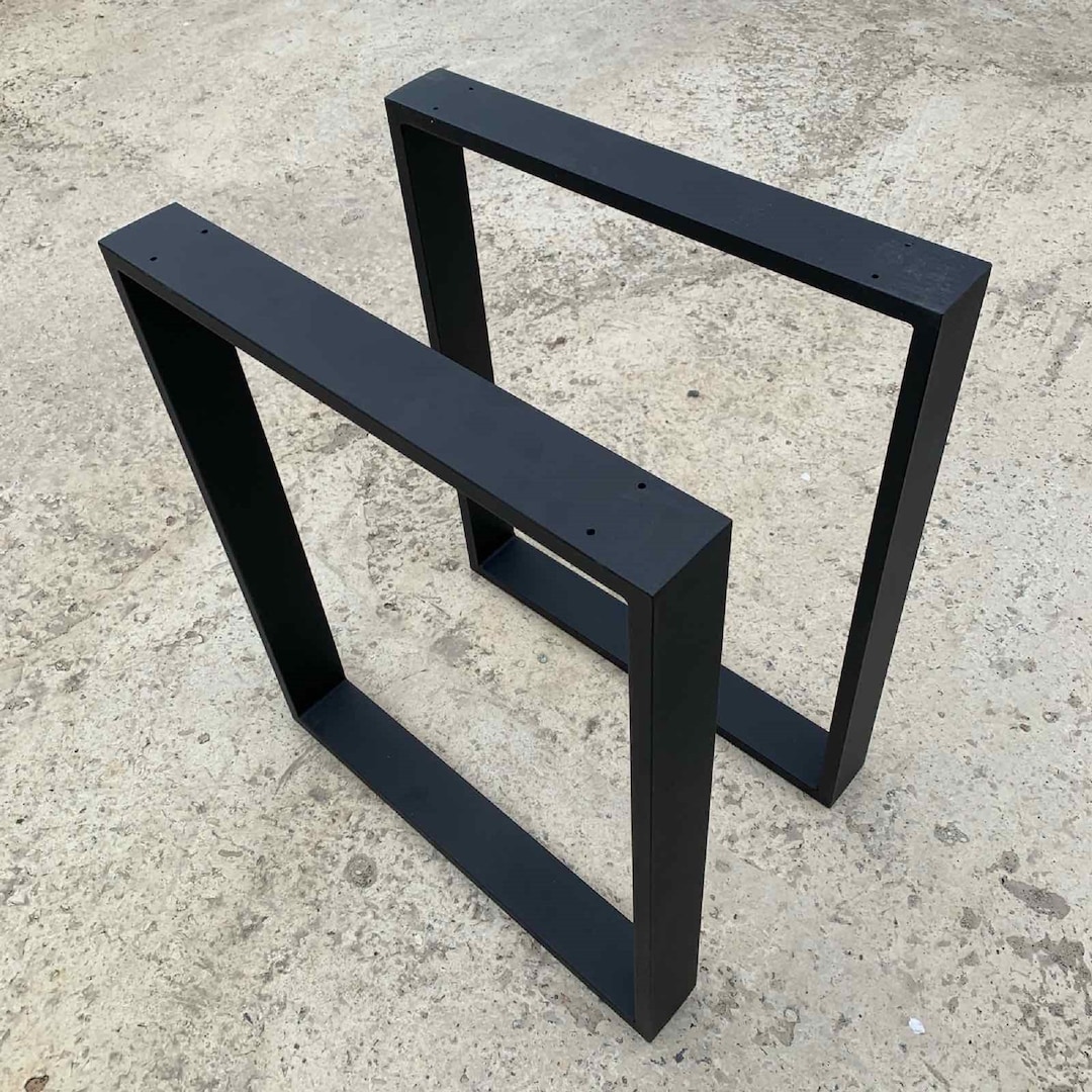 2 X Dinner Table Legs, Computer Desk Leg, Square Frame Table Legs Black ...