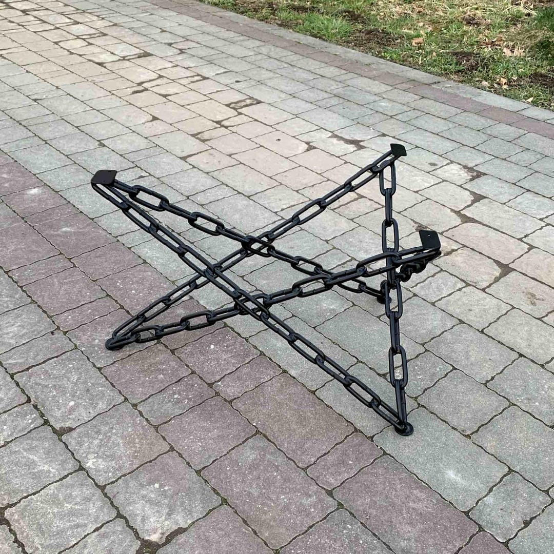 Unusual Table Frame With Chains for Glass Tables, Criss Cross Table ...