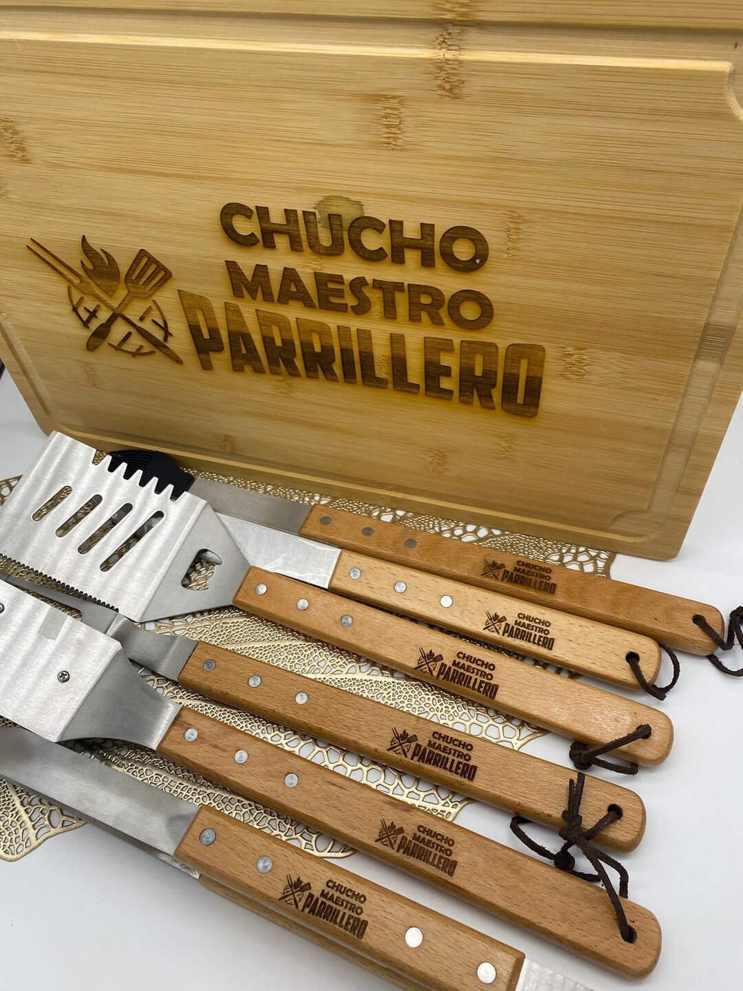 Personalized Grill Set 7, Grill Tools, Grill Board, Cutting Board ...
