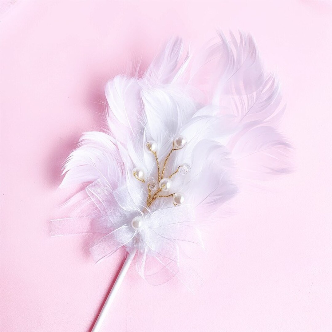 Pearl Bow Feather Happy Birthday Cake Topper Women - Etsy