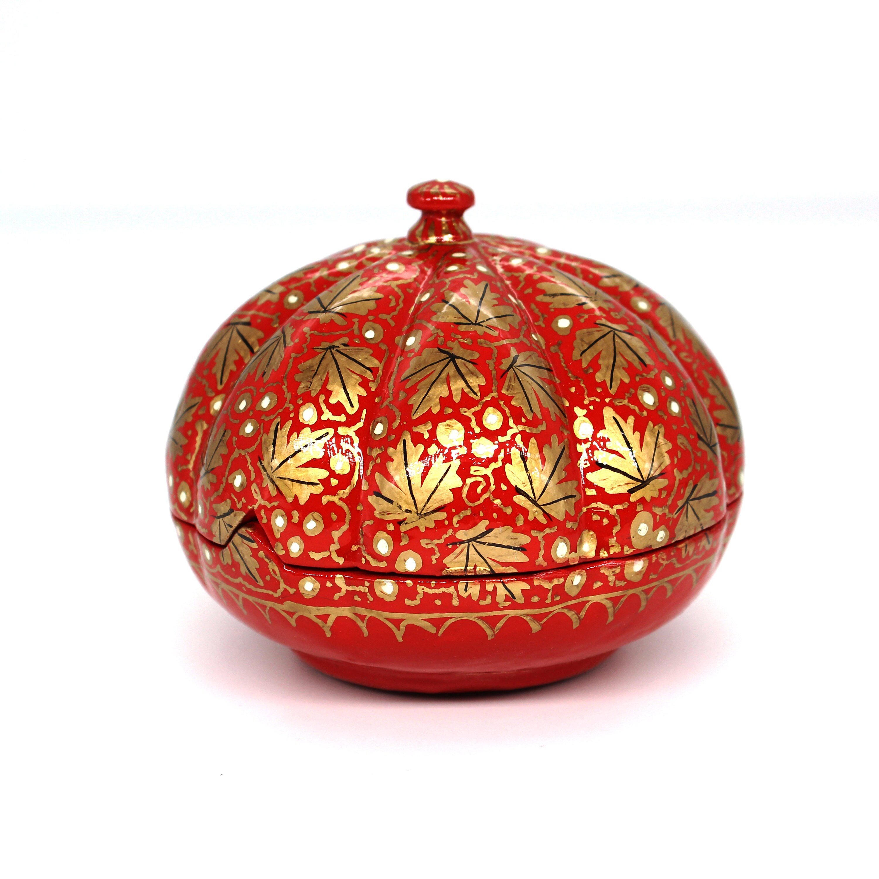 Handmade Red Paper Mache Trinket Box, Gold Leaf Design (50g Chocolates ...