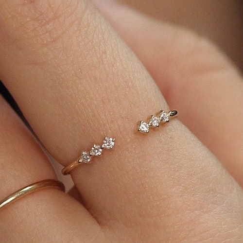 Open Diamond Wedding Ring Wedding Band Guard Ring Minimalist | Etsy