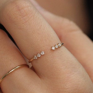 Open Diamond Wedding Ring Wedding Band Guard Ring Minimalist | Etsy