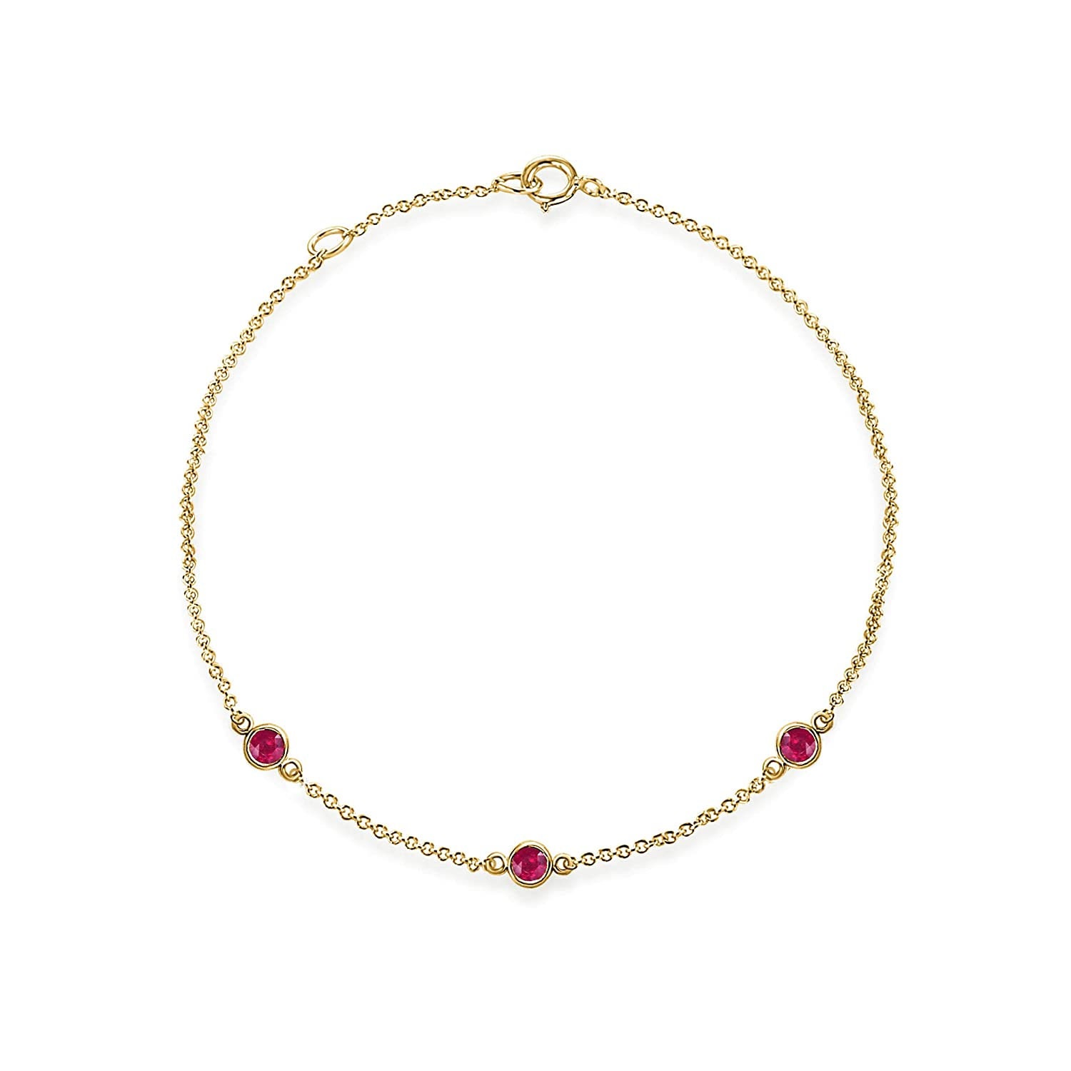 14K Gold Ruby Bracelet: Round July Birthstone Jewelry - Etsy