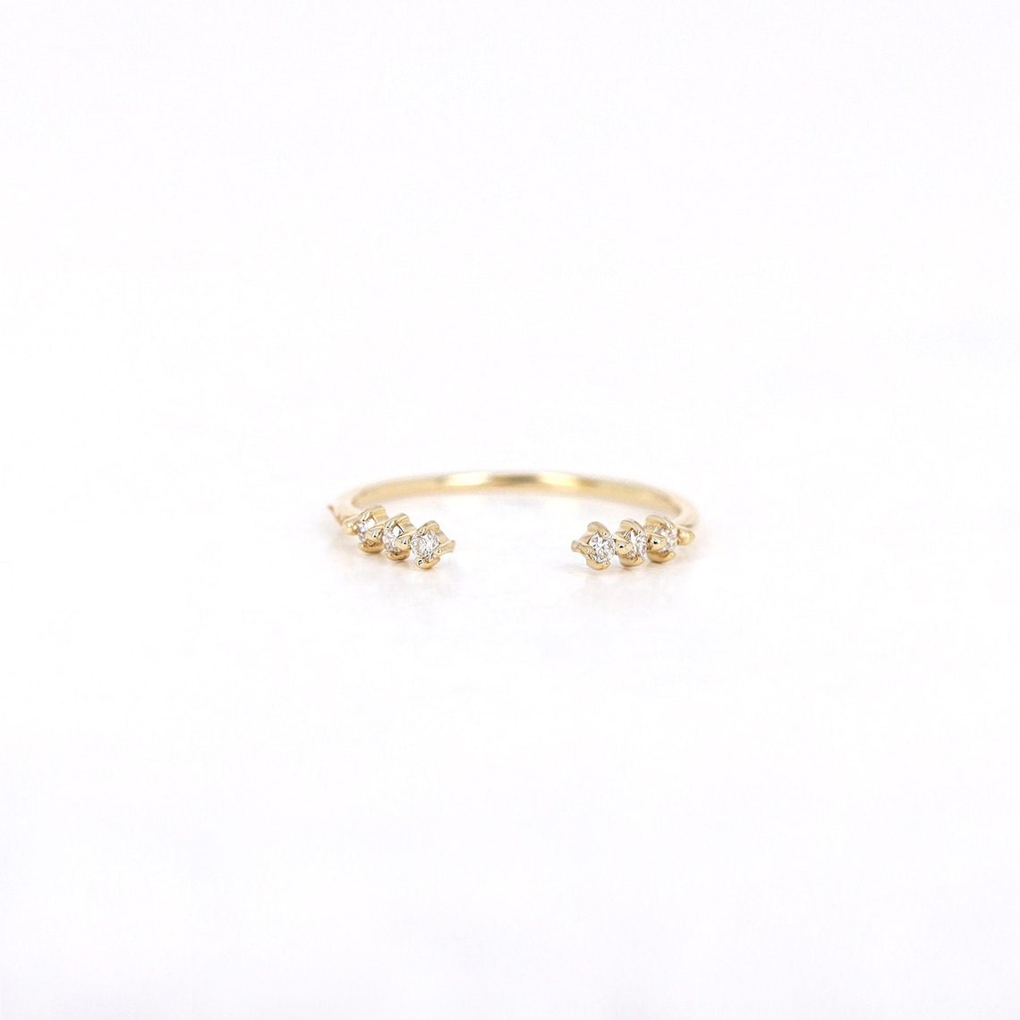 Open Diamond Wedding Ring Wedding Band Guard Ring Minimalist | Etsy