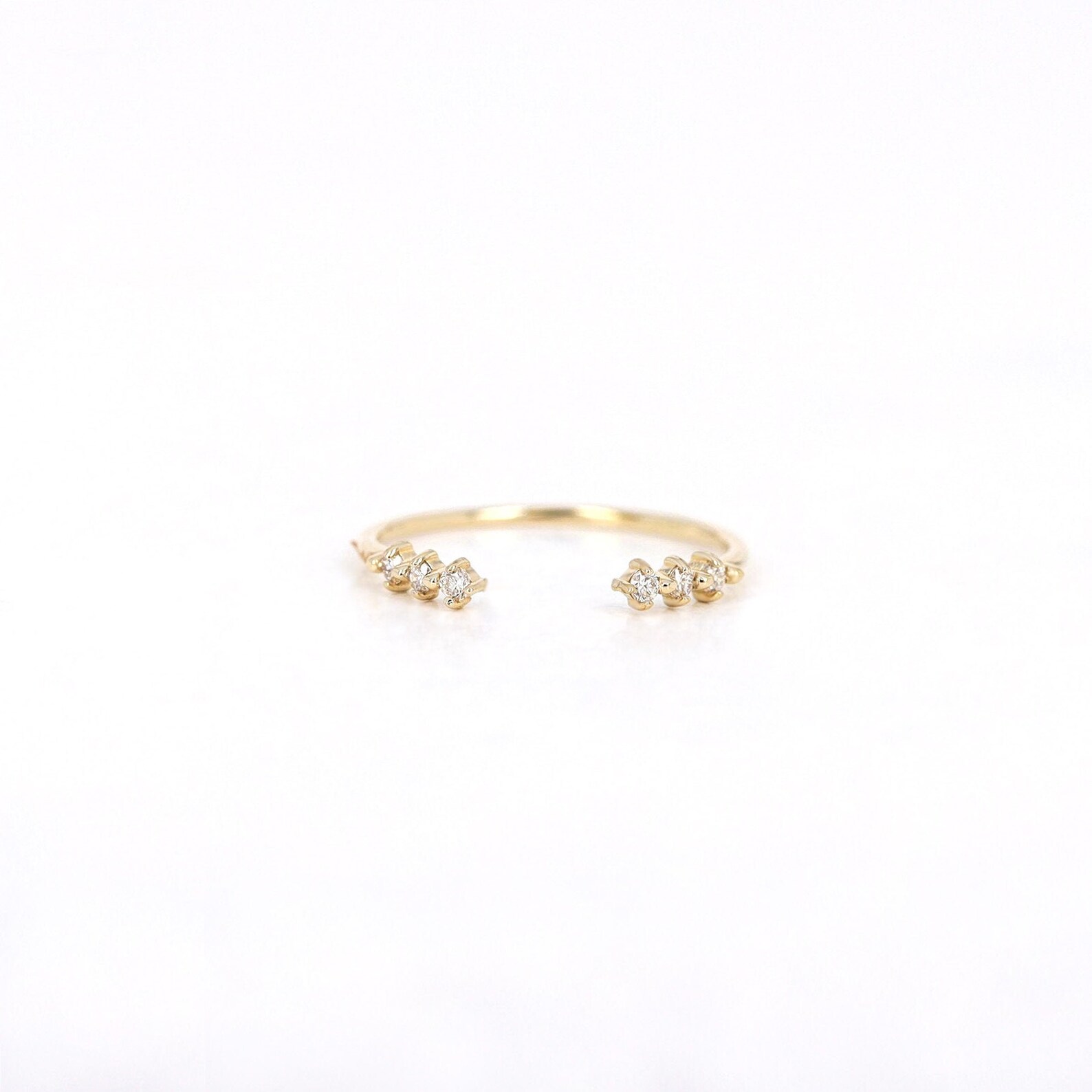 Open Diamond Wedding Ring Wedding Band Guard Ring Minimalist | Etsy