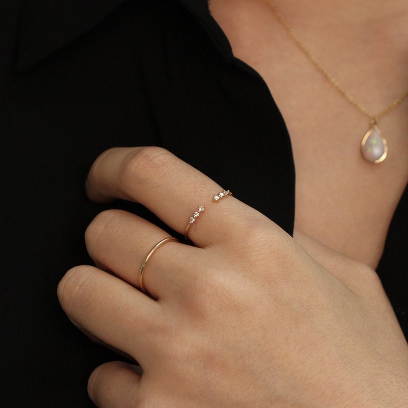 Open Diamond Wedding Ring Wedding Band Guard Ring Minimalist | Etsy