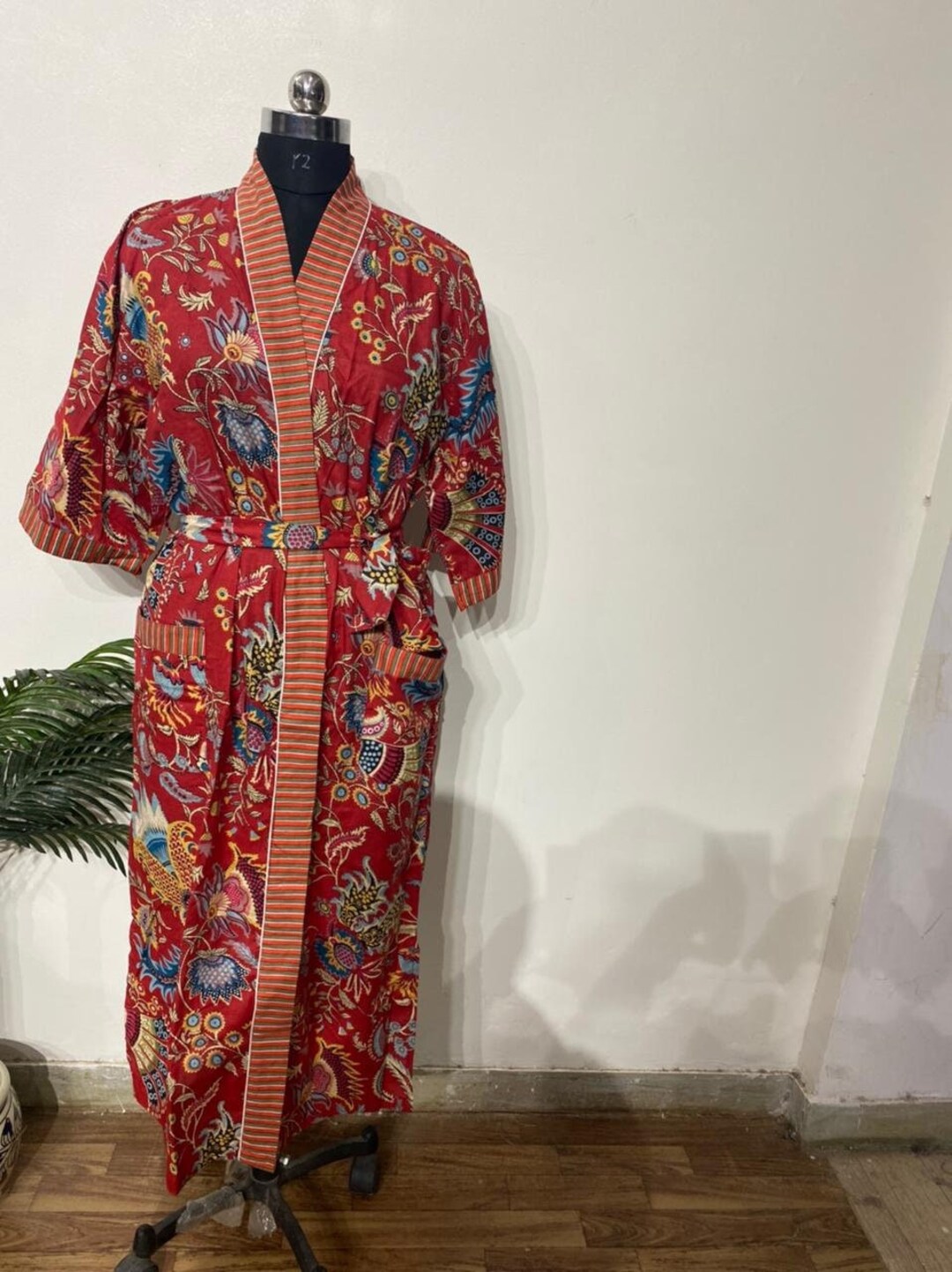 Red 100% Cotton Indian Beach Kimono Robe kimono Robecotton - Etsy