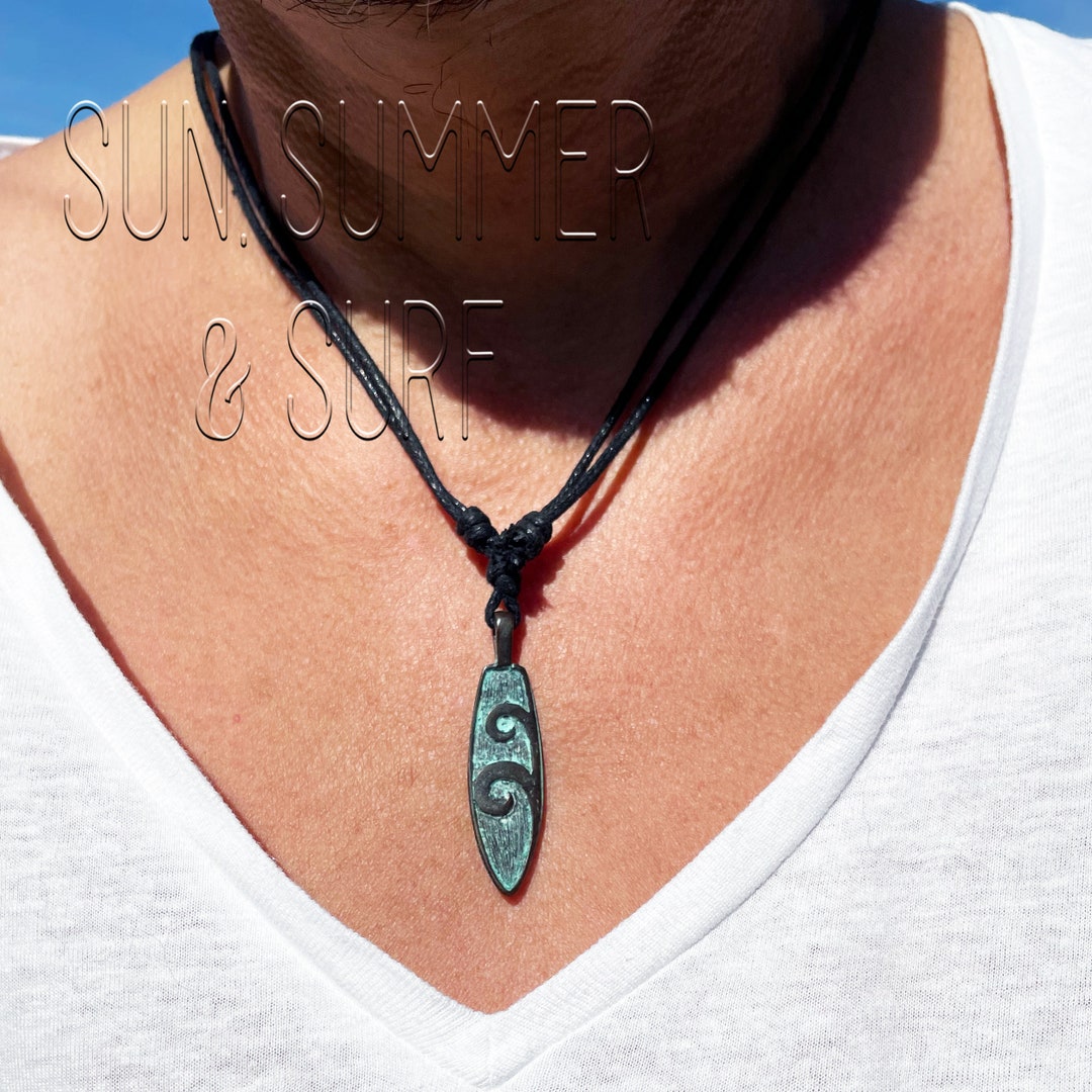 Mens Surfer Necklace - Necklaces for Women - Minimalist Necklace - Surf ...
