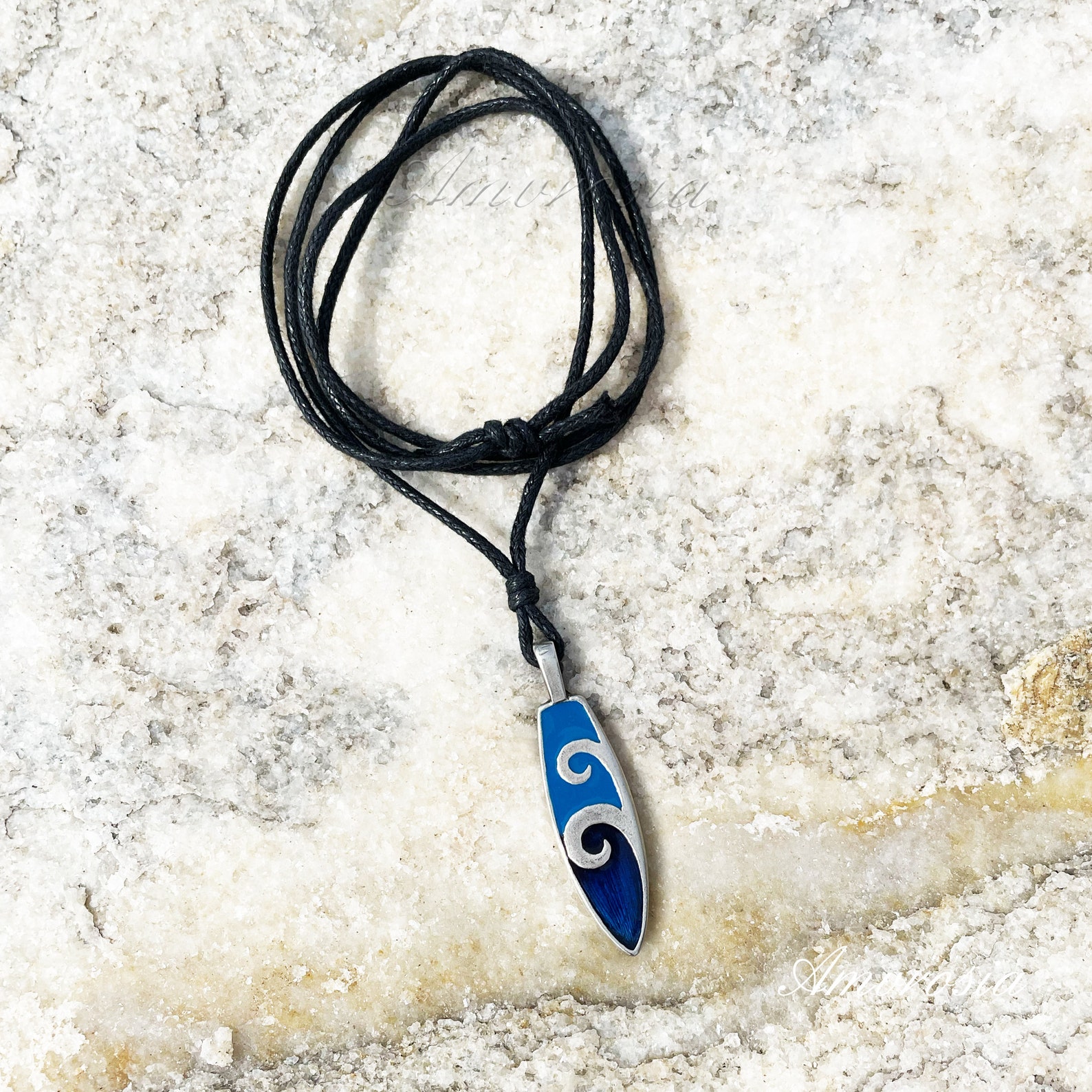Surfboard Necklace - Surfer Necklace - Surfboard Charm Pendant - Blue ...