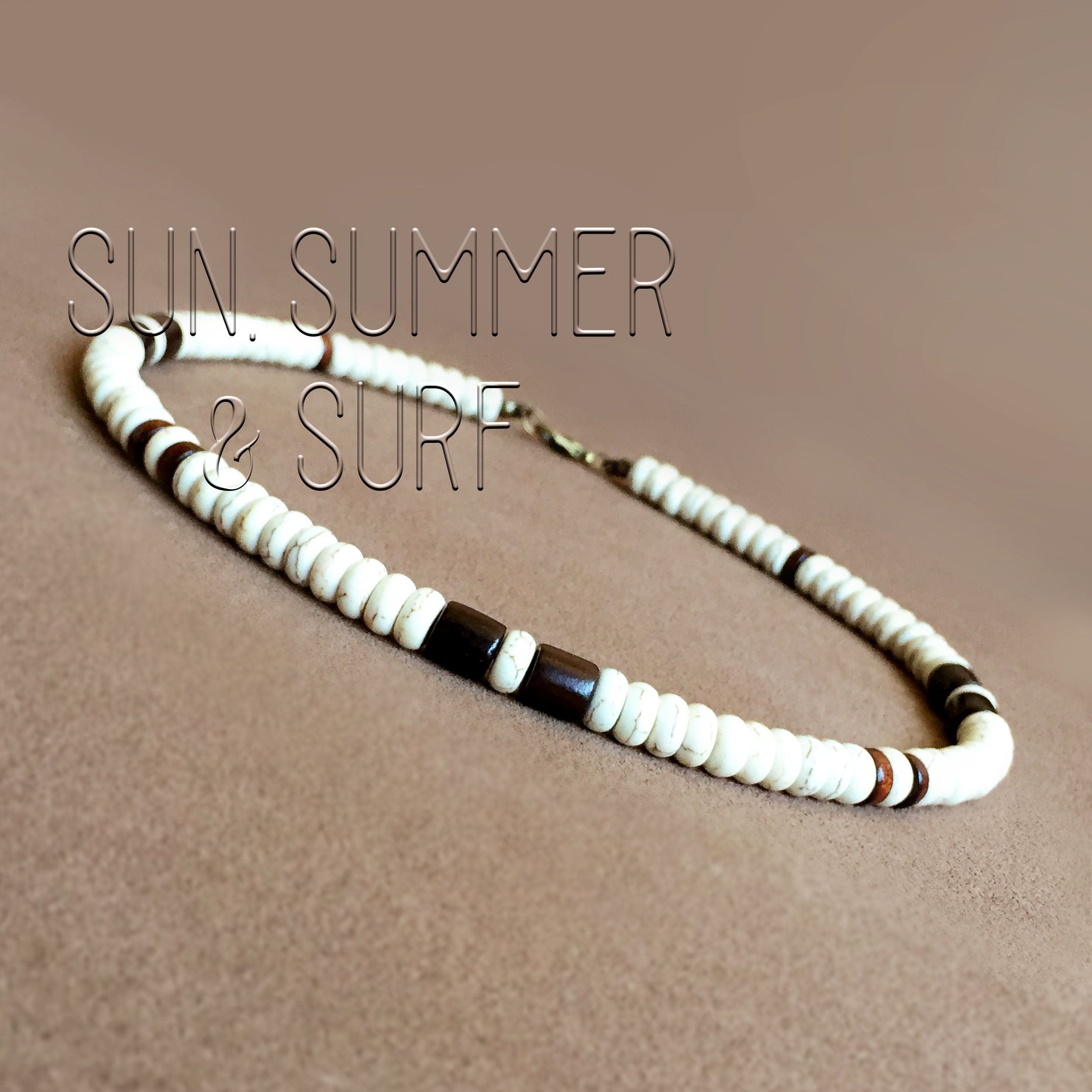 Surf Necklace Mens Beaded Necklace Surfer Stule Necklace - Etsy