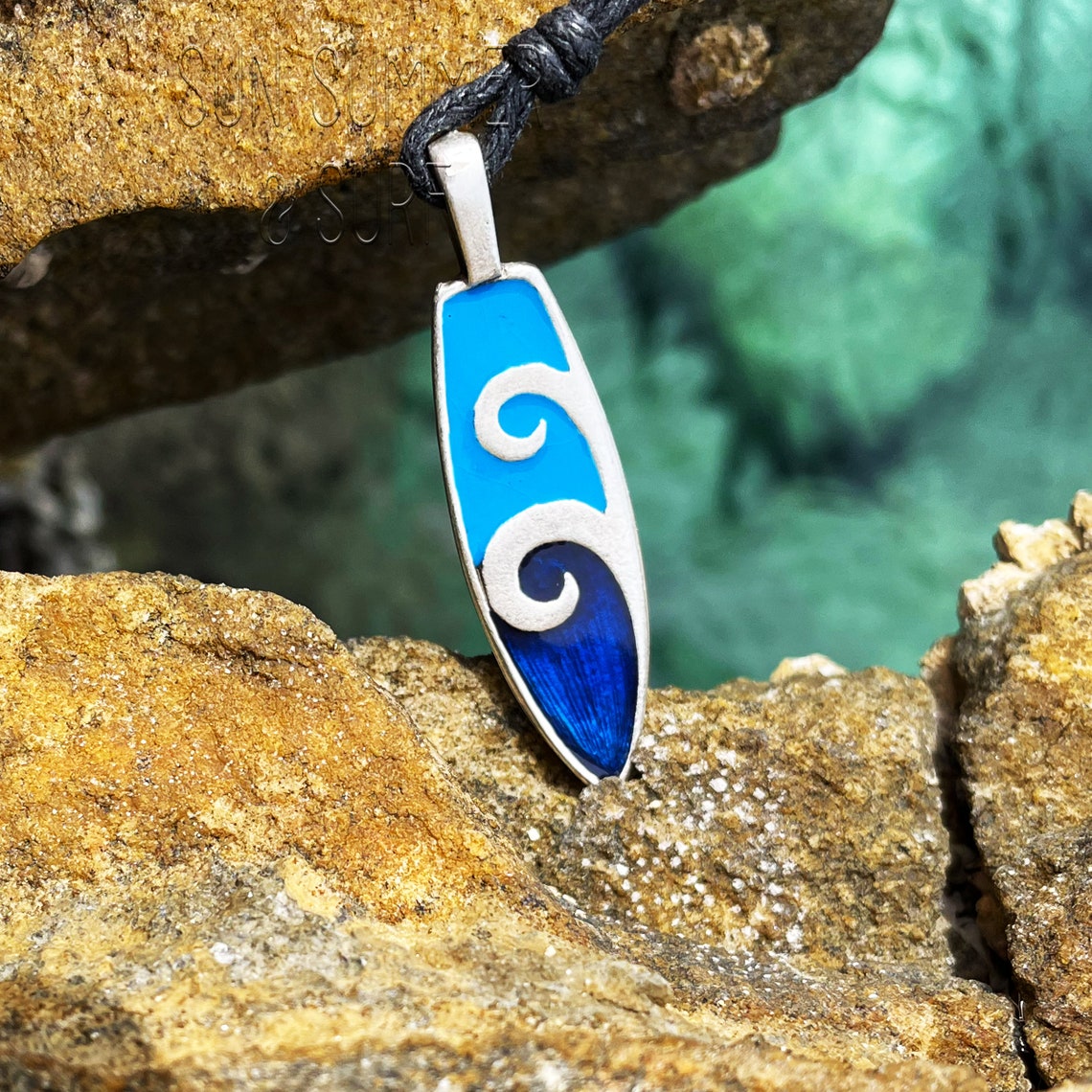 Surfboard Necklace - Surfer Necklace - Surfboard Charm Pendant - Blue ...