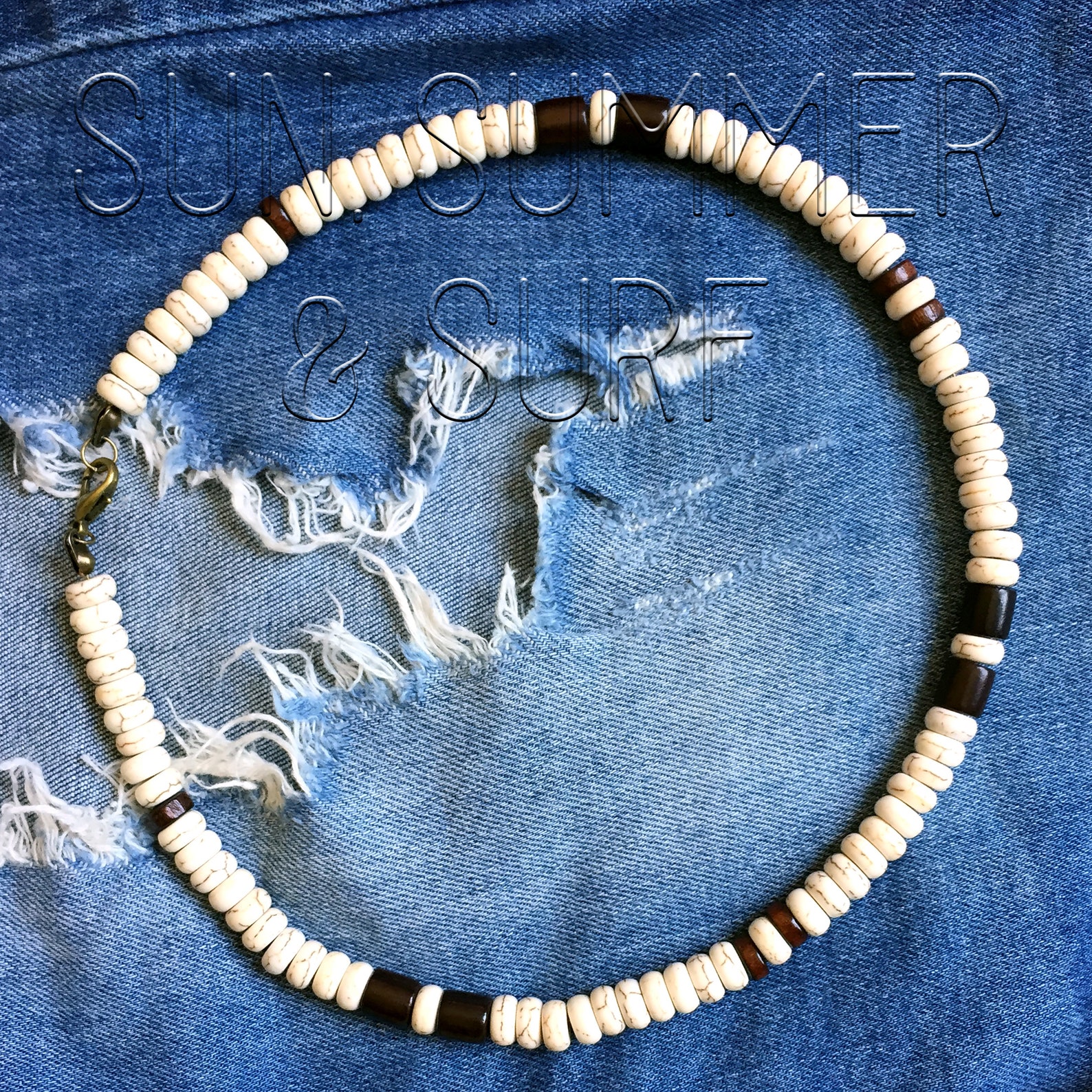 Surf Necklace - Mens Beaded Necklace - Surfer Stule Necklace ...