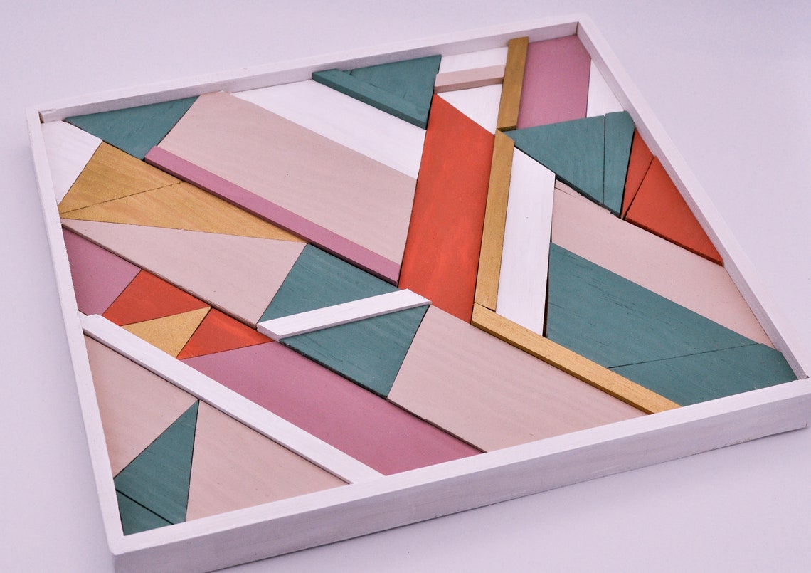 Abstract Geometric Wood Wall Art Geometric Art Abstract Mosaic - Etsy UK