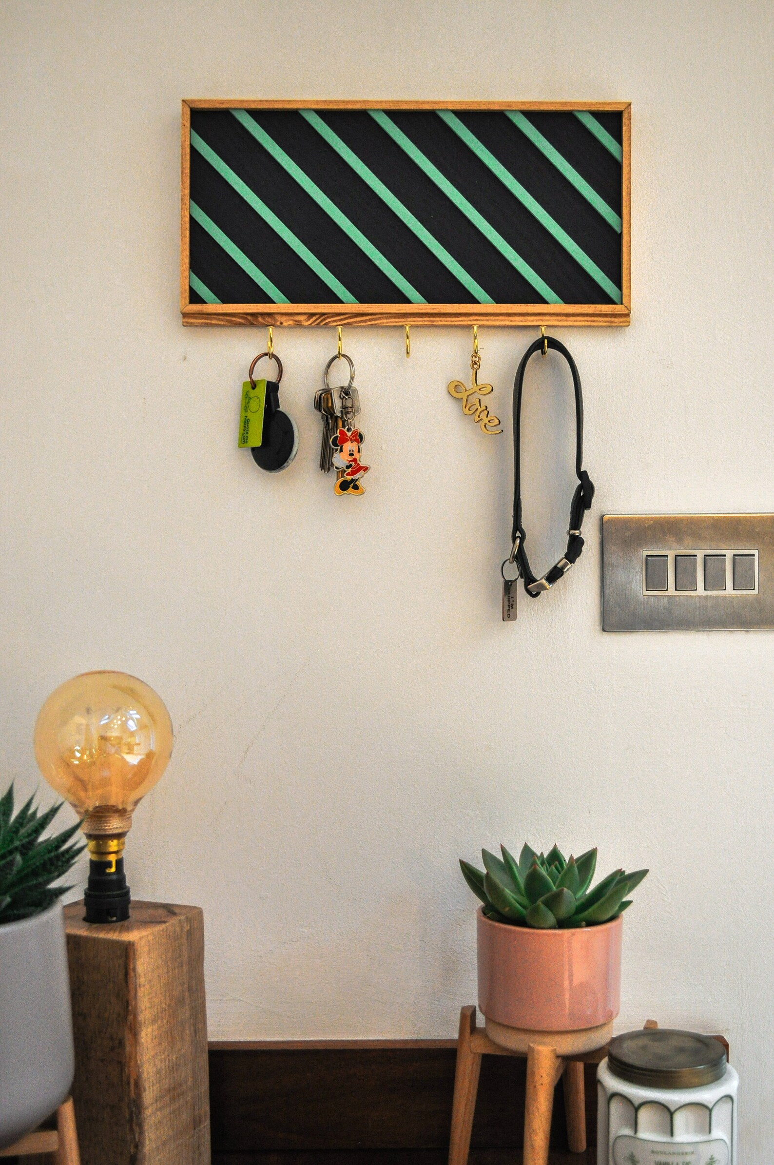 Wooden Key Holder Entryway Hanger Hall Tidy Key Hooks Key - Etsy