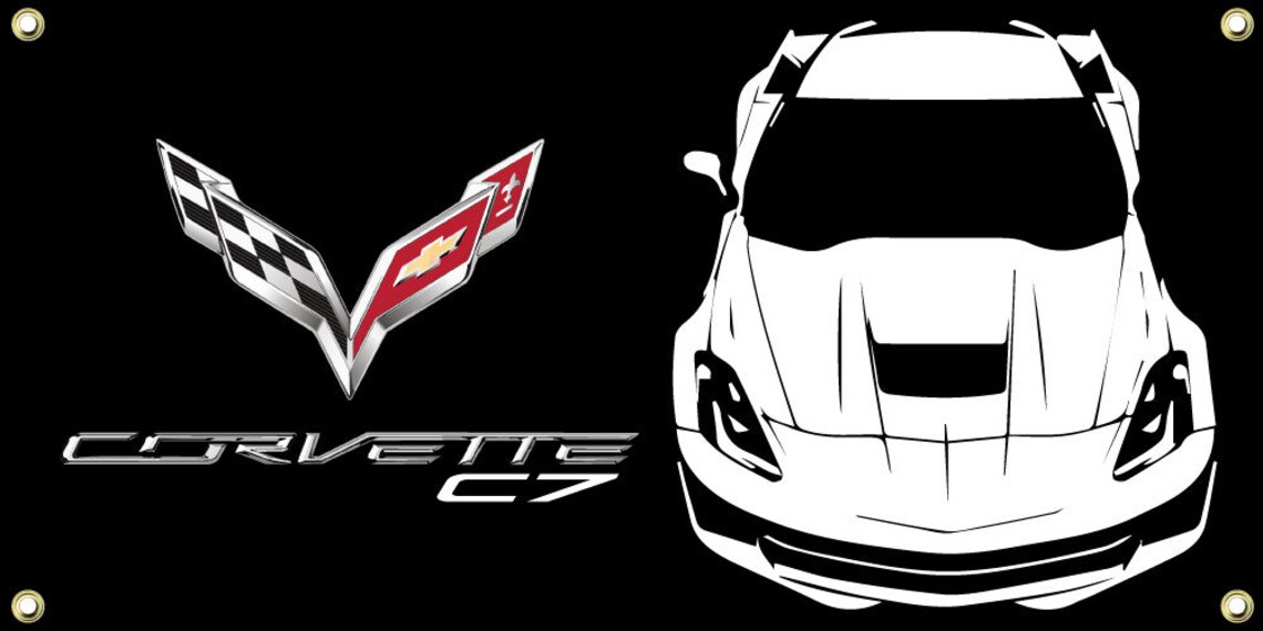 Corvette C7 Silhouette Flags Vinyl Wall Banner - Etsy