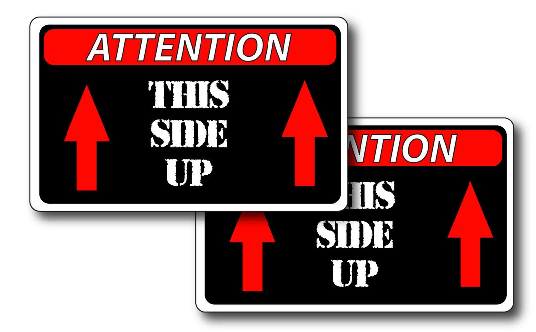 Attention This Side up Bumper Sticker Vinyl Decal Sticker Humour Joke ...