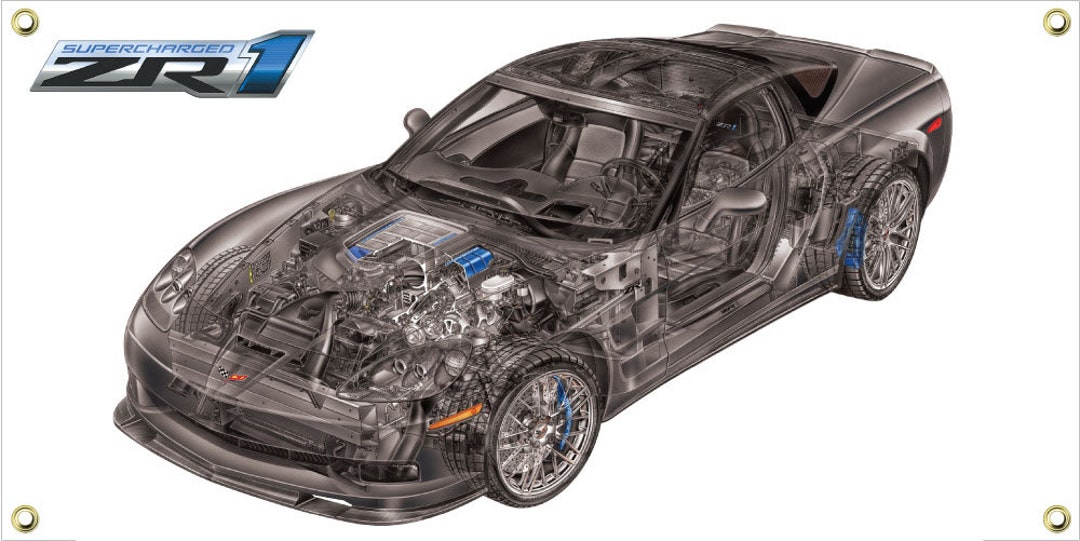 Corvette C6 ZR1 Grey Cutaway Vinyl Wall Banner - Etsy