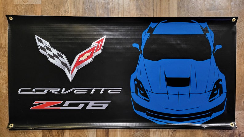Corvette C7 Z06 Front Silhouette Flags Vinyl Wall Banner - Etsy