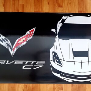 Corvette C7 Silhouette Flags Vinyl Wall Banner - Etsy