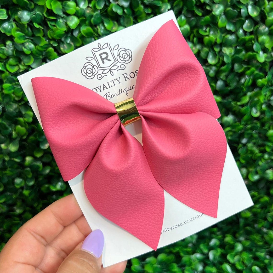 Hot Pink Faux Leather Sailor Bow, Valentine's Day Pinched Bow, Pink ...