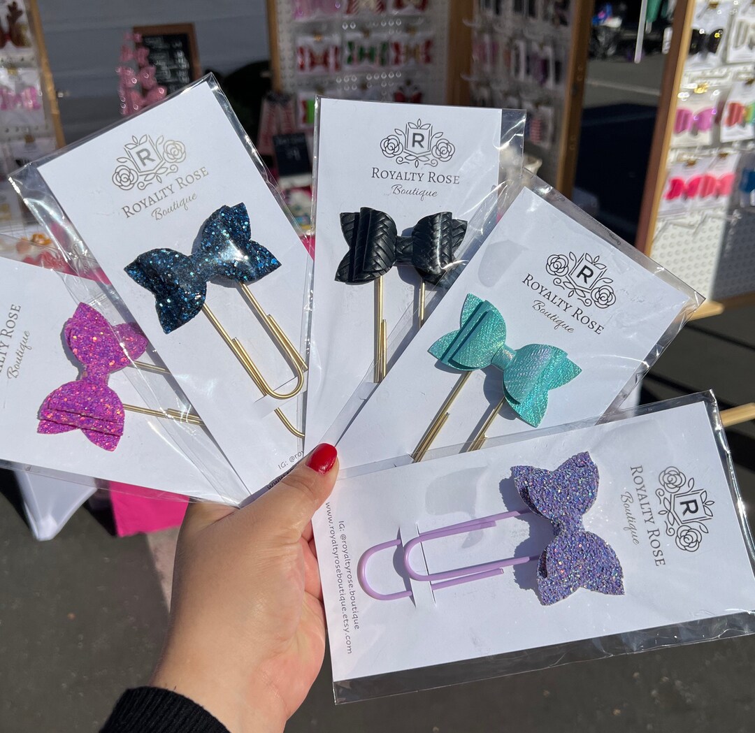Glitter Bow Jumbo Paperclip Bookmark, Planner Clip, Party Favor - Etsy