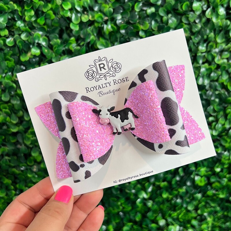 Cow Print Hair Bow - Etsy