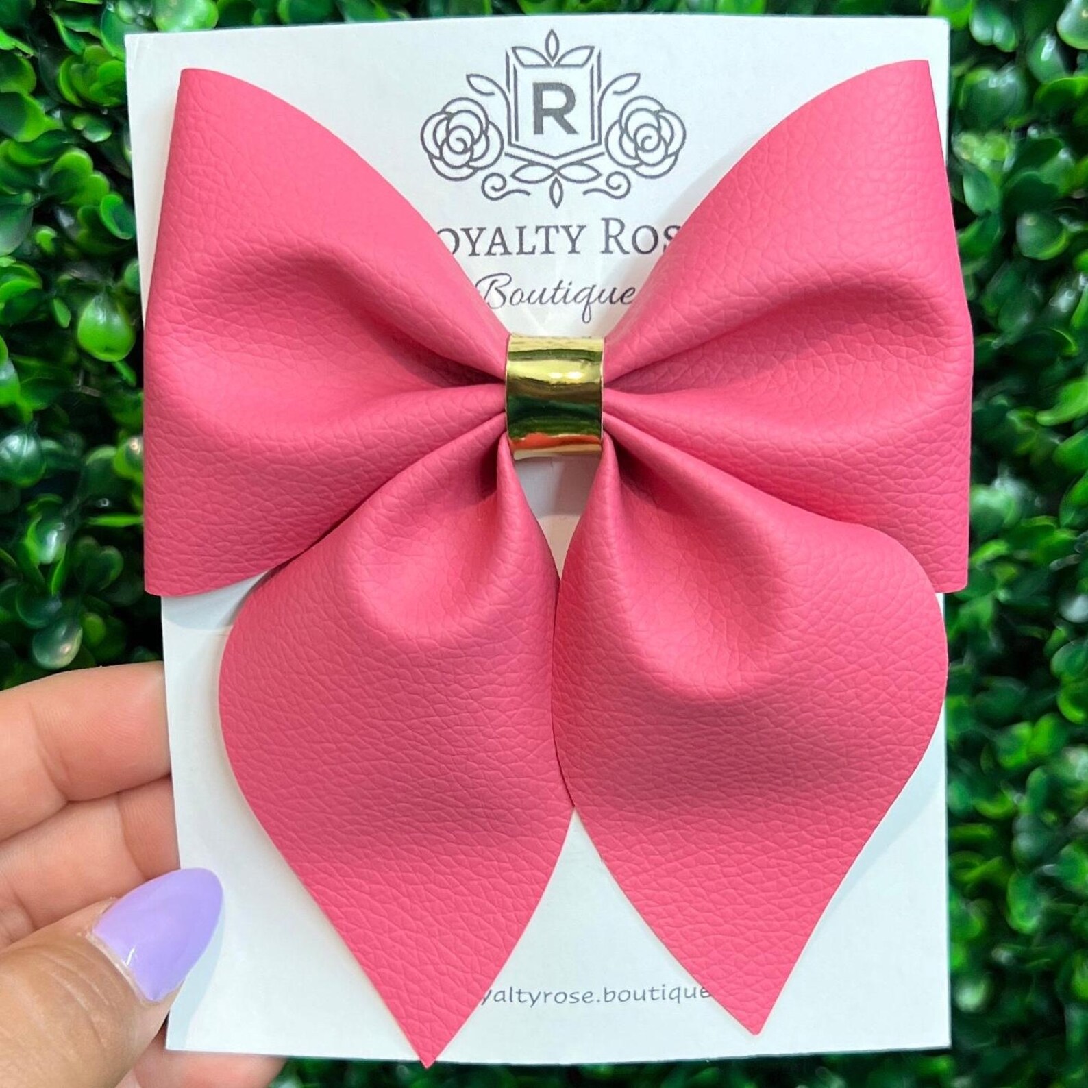 Hot Pink Faux Leather Sailor Bow, Valentine's Day Pinched Bow, Pink ...