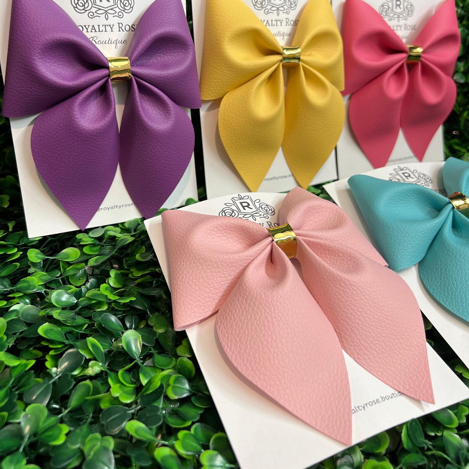Hot Pink Faux Leather Sailor Bow, Valentine's Day Pinched Bow, Pink ...