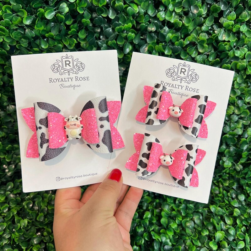 Cow Print Hair Bow - Etsy