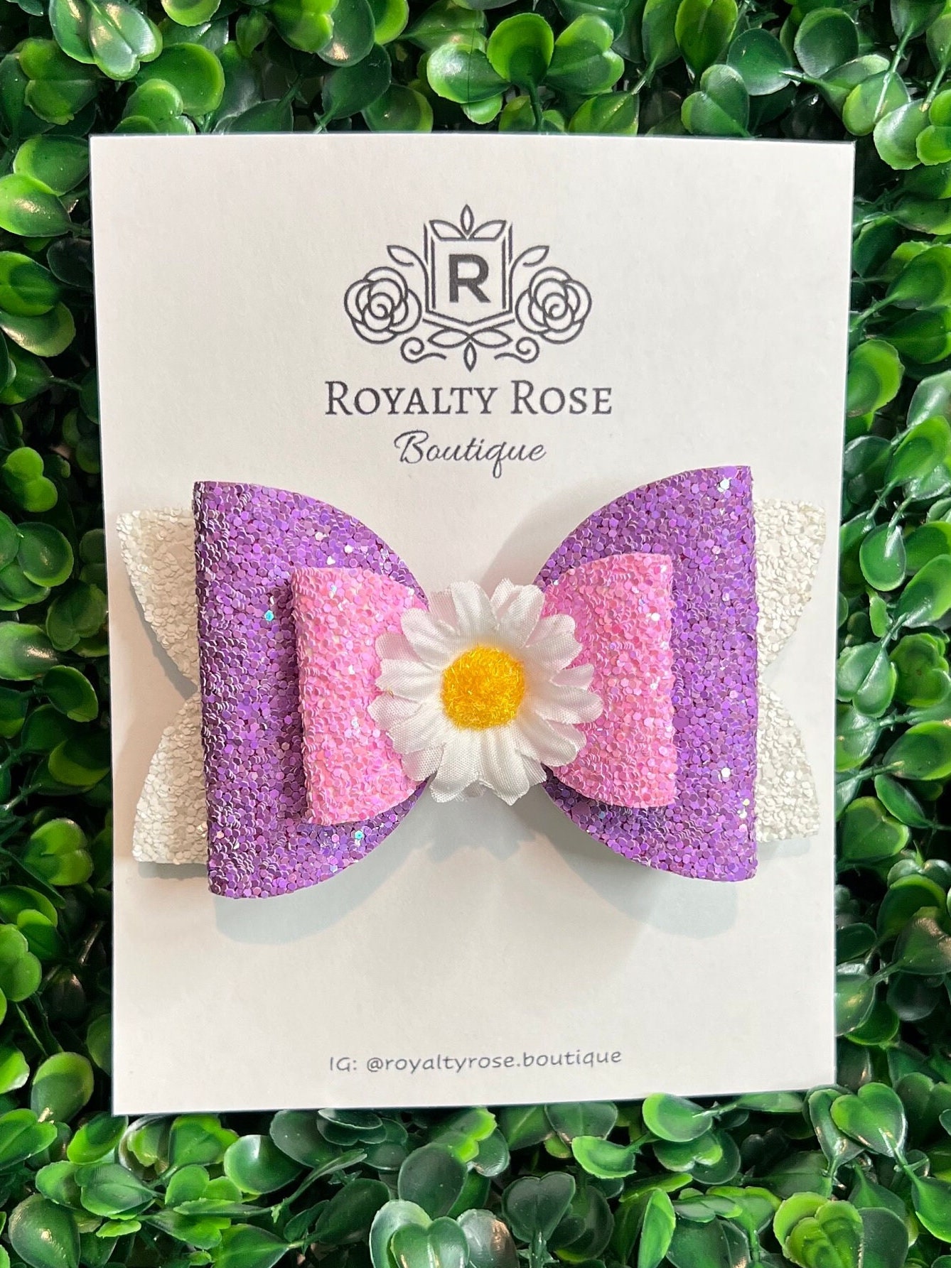 Purple & Pink Glitter Daisy Hair Bow, Purple Daisy Pigtails, Daisy ...