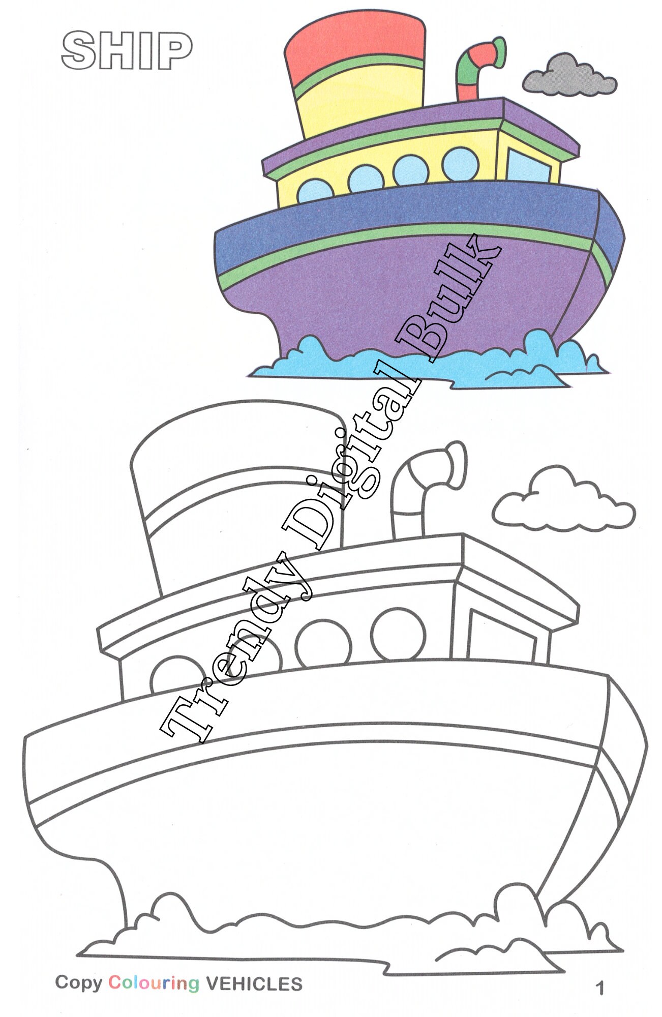 Printable Vehicles Coloring Pages |ship, Car, Bus, Bicycle, Airplane ...