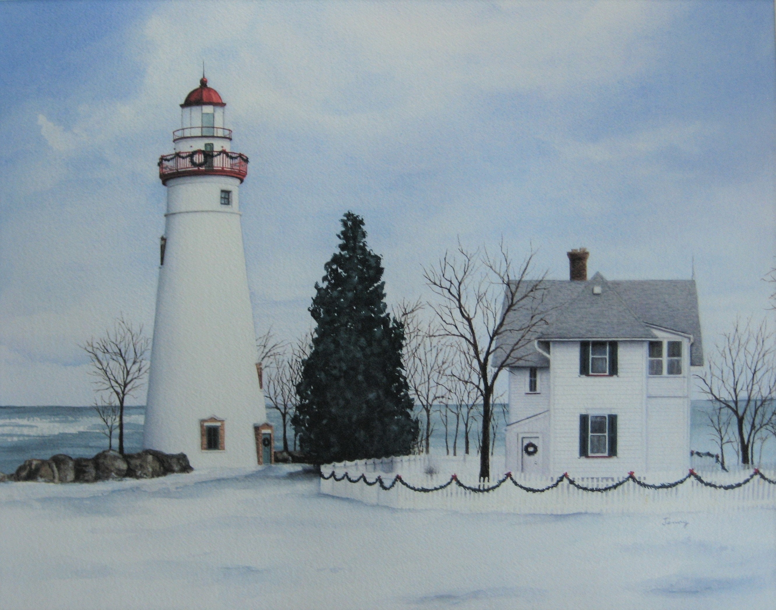 Marblehead Lighthouse Watercolor Painting Print - Etsy