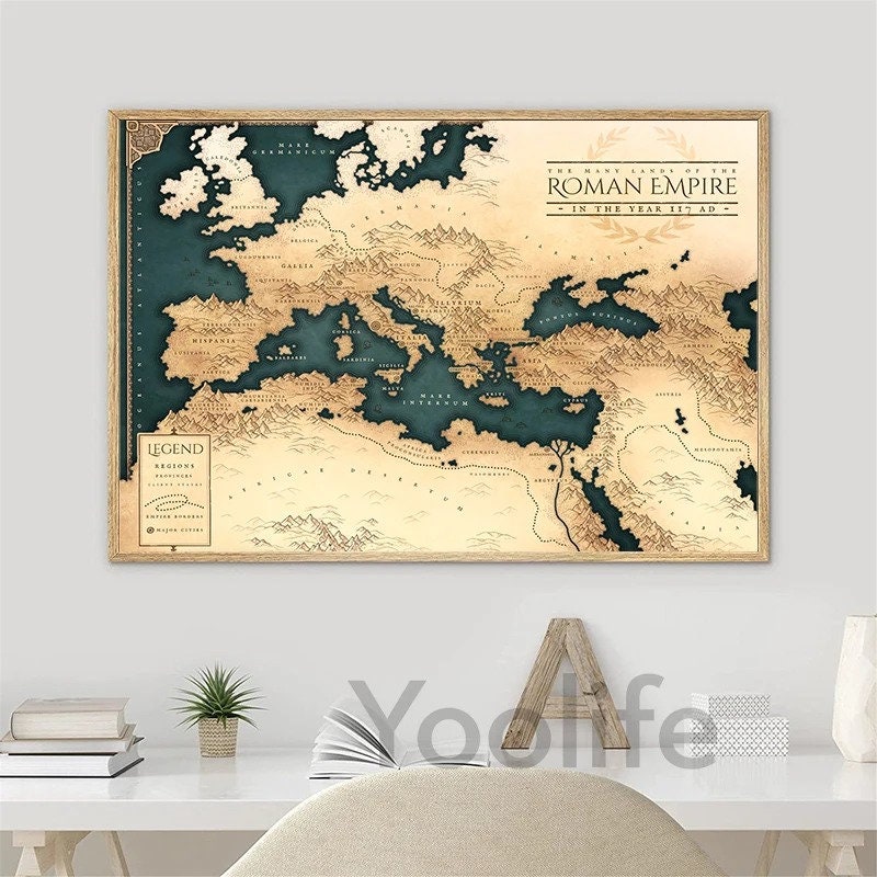 Map Art Prints Roman Empire Poster Dark Fantasy Style Roman - Etsy