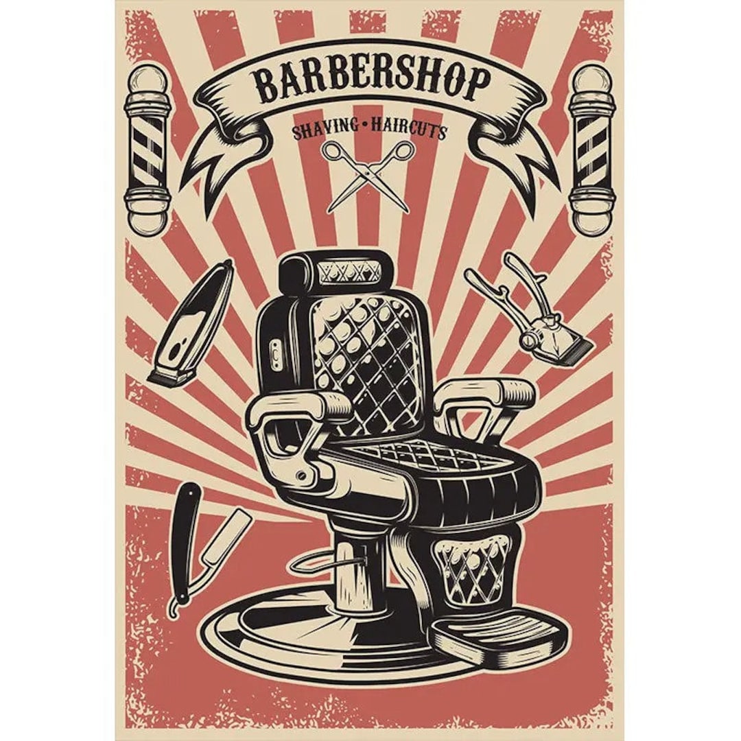 Vintage Barber Shop Posters Retro Barbershop Haircut and Shave - Etsy