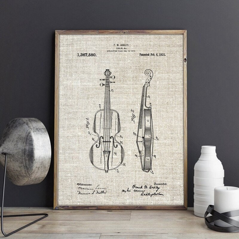 Violin Patent Prints Violinist Poster Boys Room Decor Vintage - Etsy