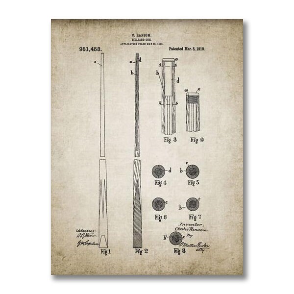 Snooker Cue Pool Table Blueprints Canvas Art Painting Billiards Patent ...
